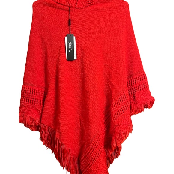 Ferand | Sweaters | Ferand Red Cable Knit Poncho | Poshmark